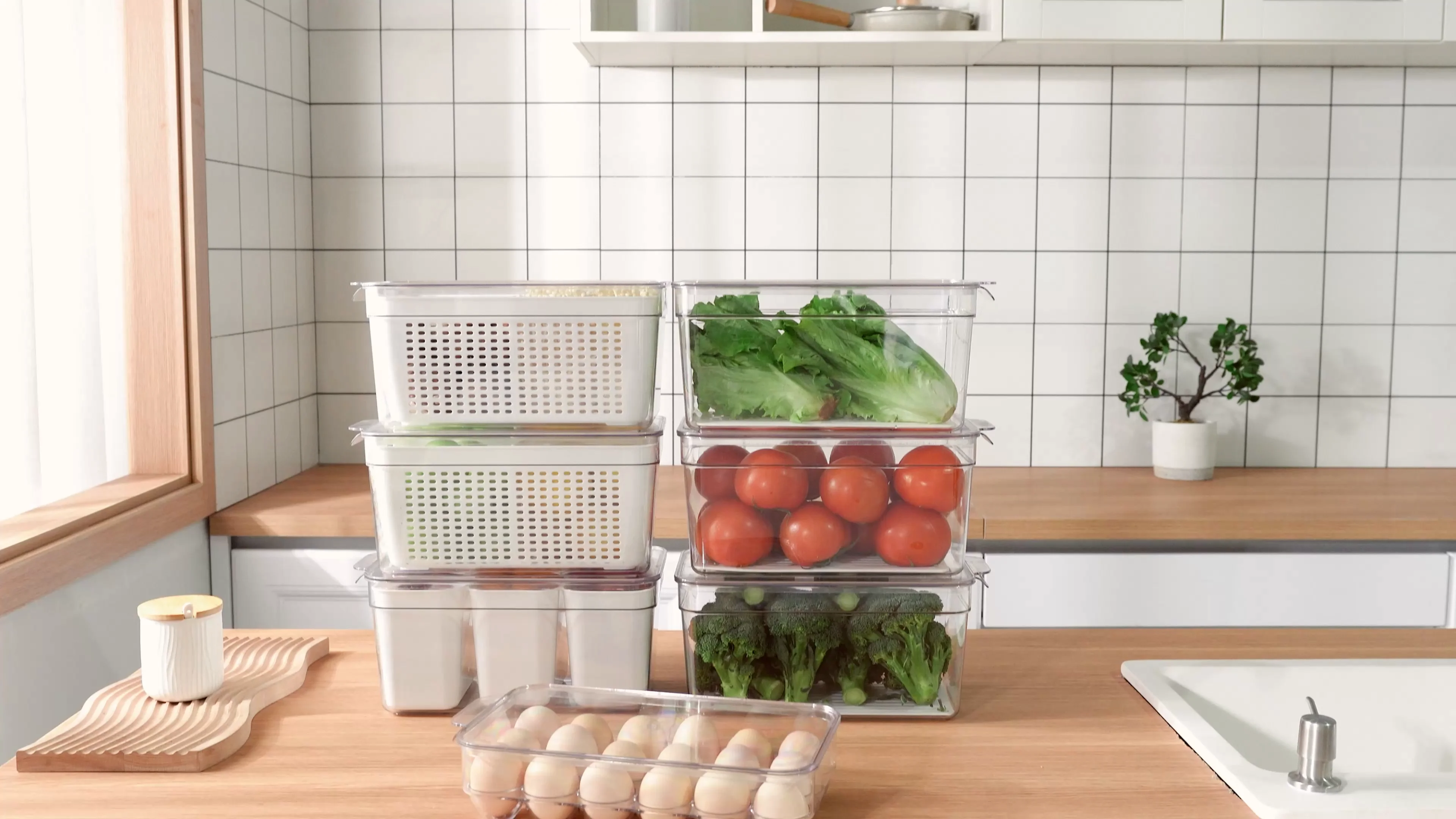 Stackable Kitchen Acrylic Storage Refrigerator Organizer Bins Plastic ...