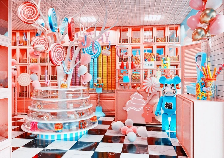 Candy Kiosk - Colorful Sweet Display for Shopping Malls