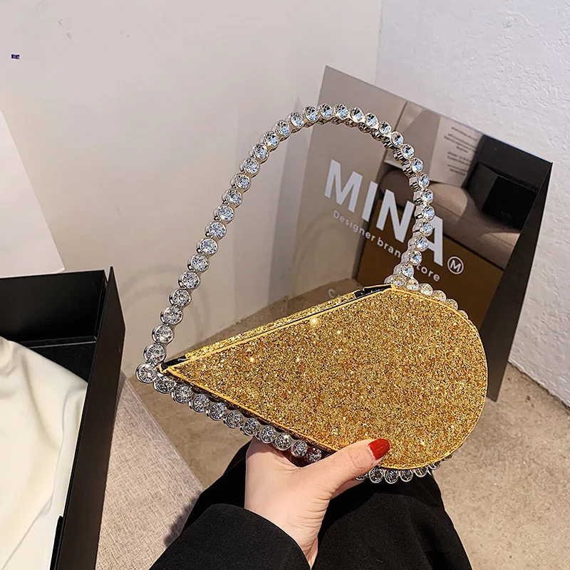 Fashion Heart Shaped Hand Bags Rhinestone Clutch Bags Purse Diamond ...