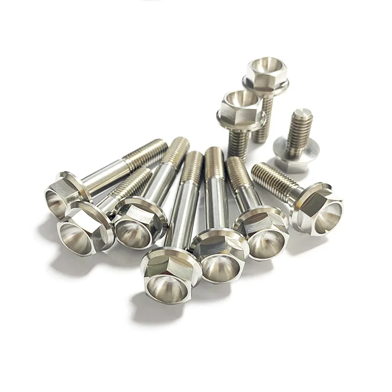Din 6921 Hex Flange Head Alloy Bolts M6 Titanium Bolts Motorcycle Plain Titanium Screws Gr5 Bike ...