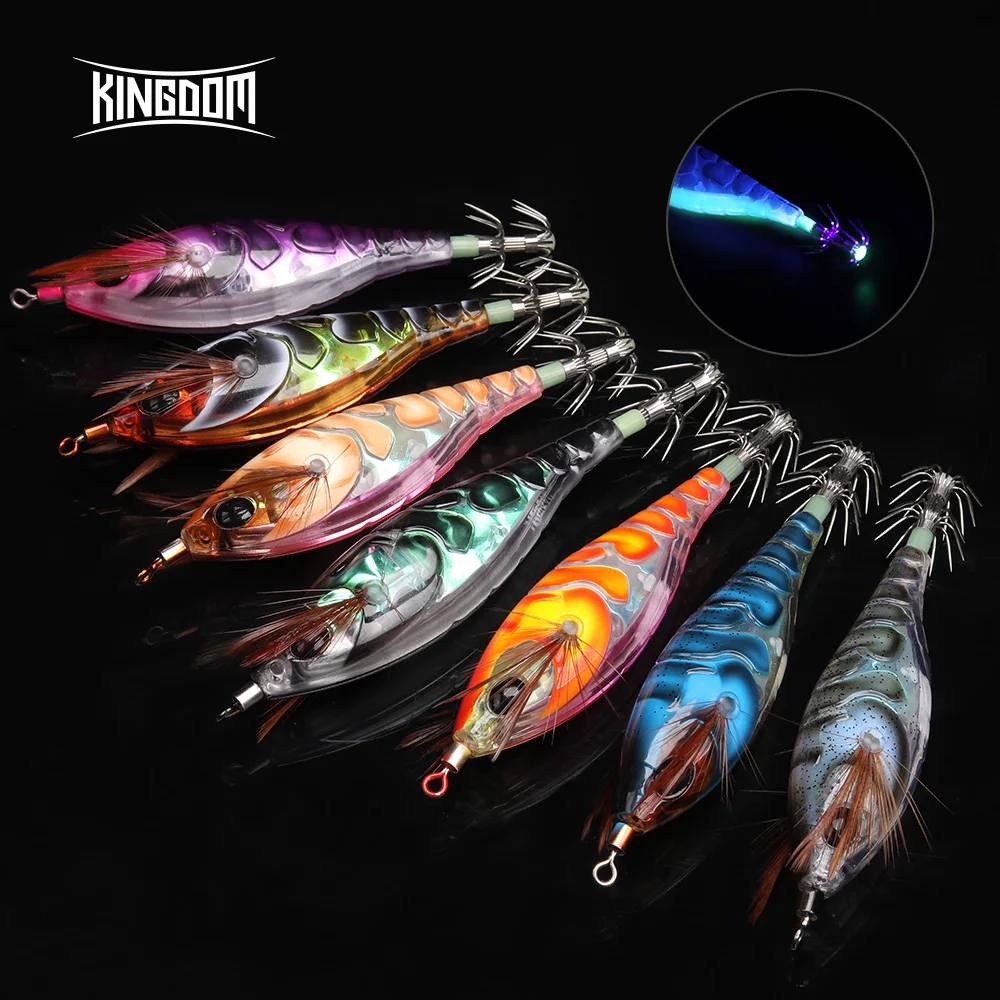 Kingdom New Design Egi Squid Jig Lure 75/90/100mm Wholesale Luminous Saltwater Shrimp Lure ...