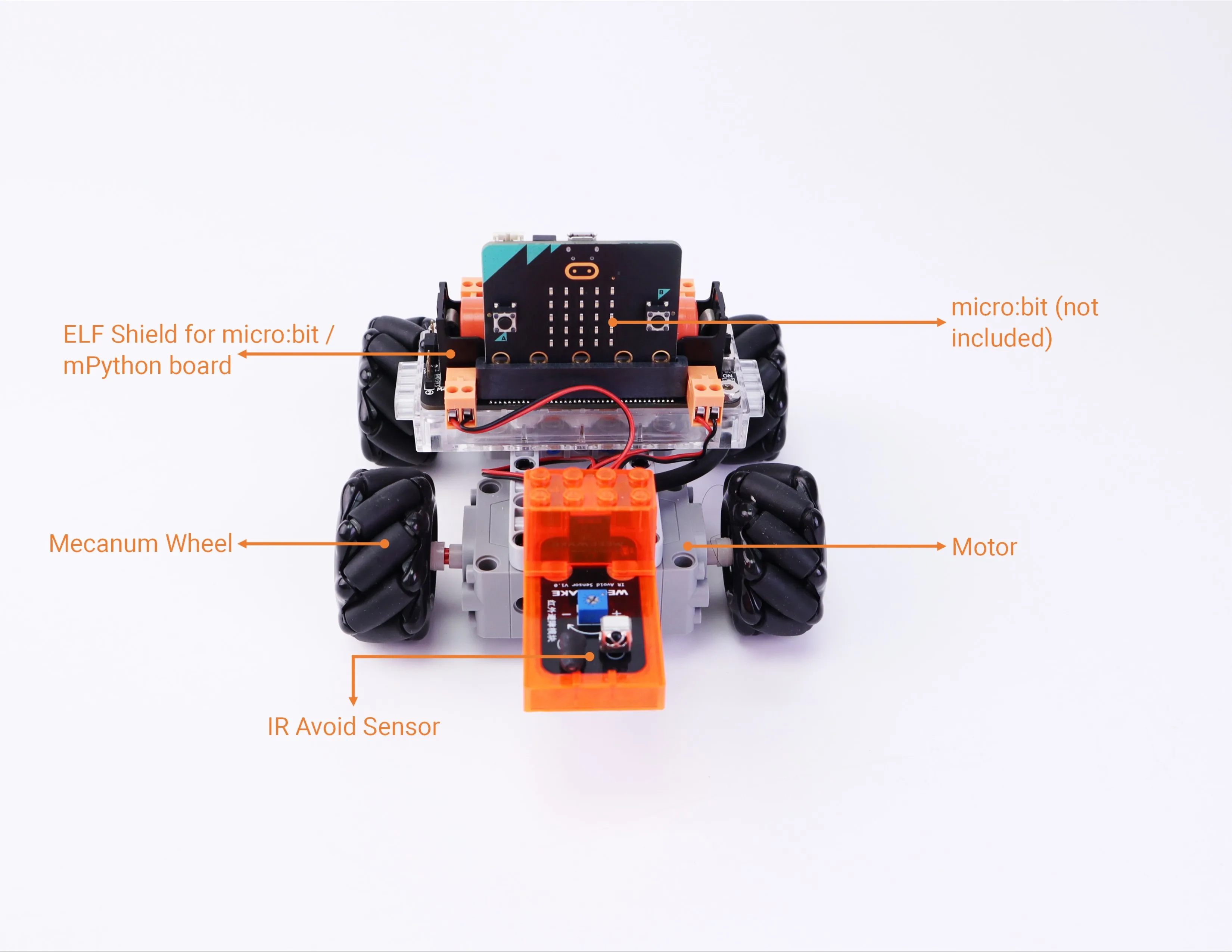 4wd Micro:bit Mecanum Chassis Robot Mini Diy Educational Programmable ...