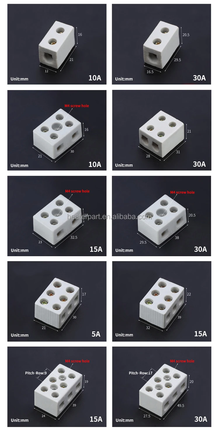 Ceramic Terminal Porcelain Block Ceramic Wiring Terminal 5a 10a 15a ...