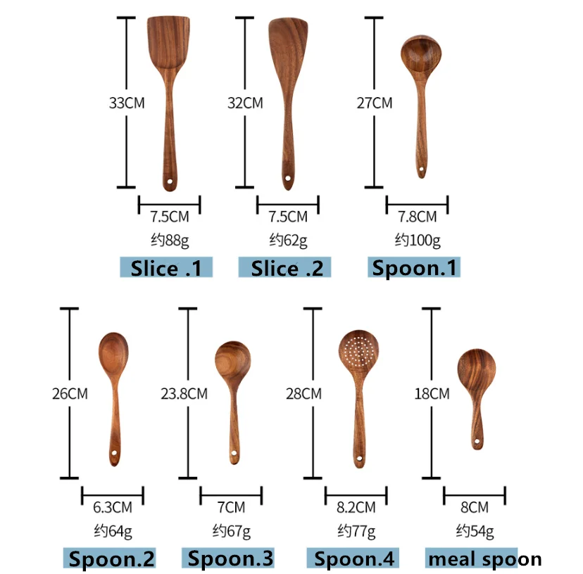 Acacia Teak Wooden Kitchen Home Utensil Set In Stock Kitchen Cooking ...
