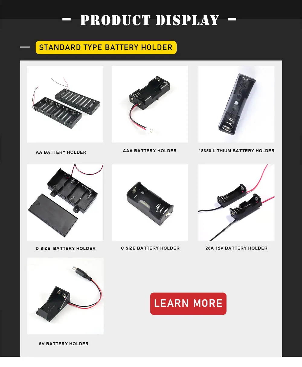 Black Plastic 4 Aa Battery Holder Storage Plastic Case 6v Battery Case ...