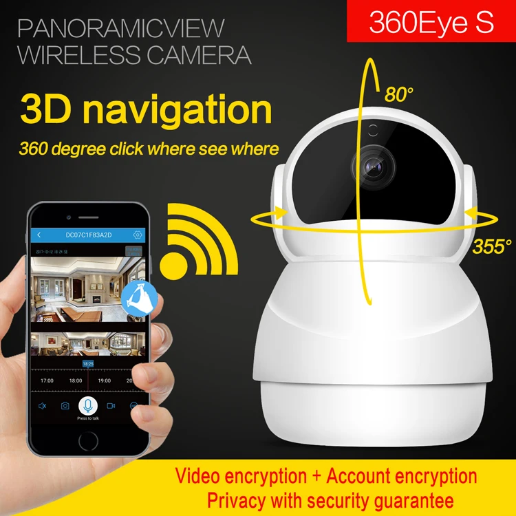 360 Degree Rotated Cctv Camera Hd 1080p Security Wifi Indoor Camera ...