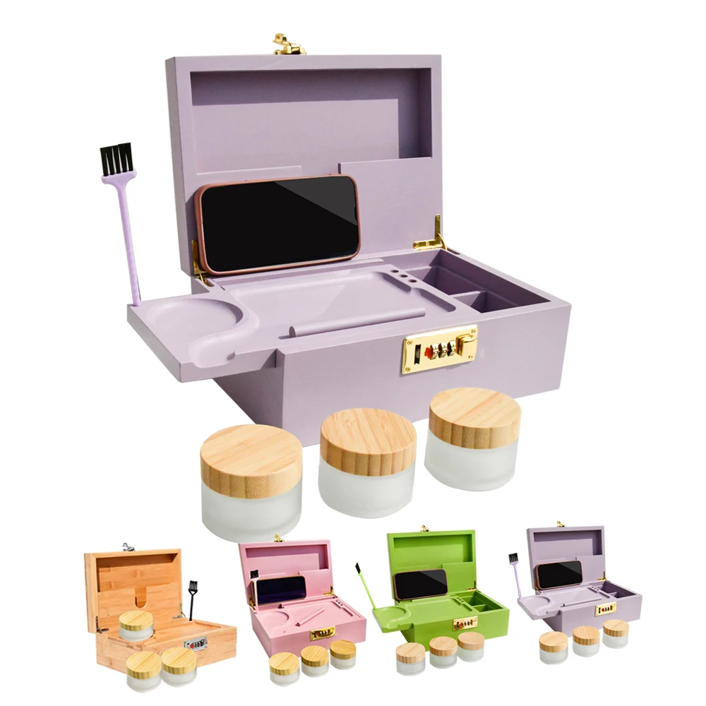 Youlike 2024 Premium Modern Luxury Natural Bamboo Purple Stash Box ...