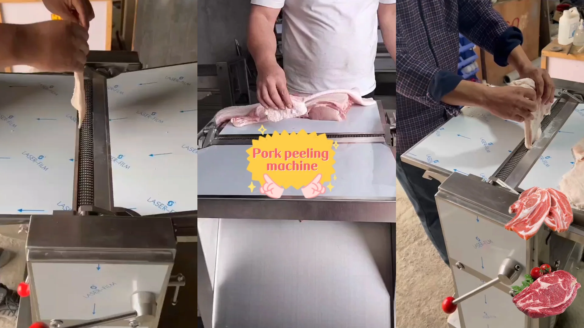 Industrial Pig Rind Peel Meat Cutting Machine Fat Remove Cut Peeler ...