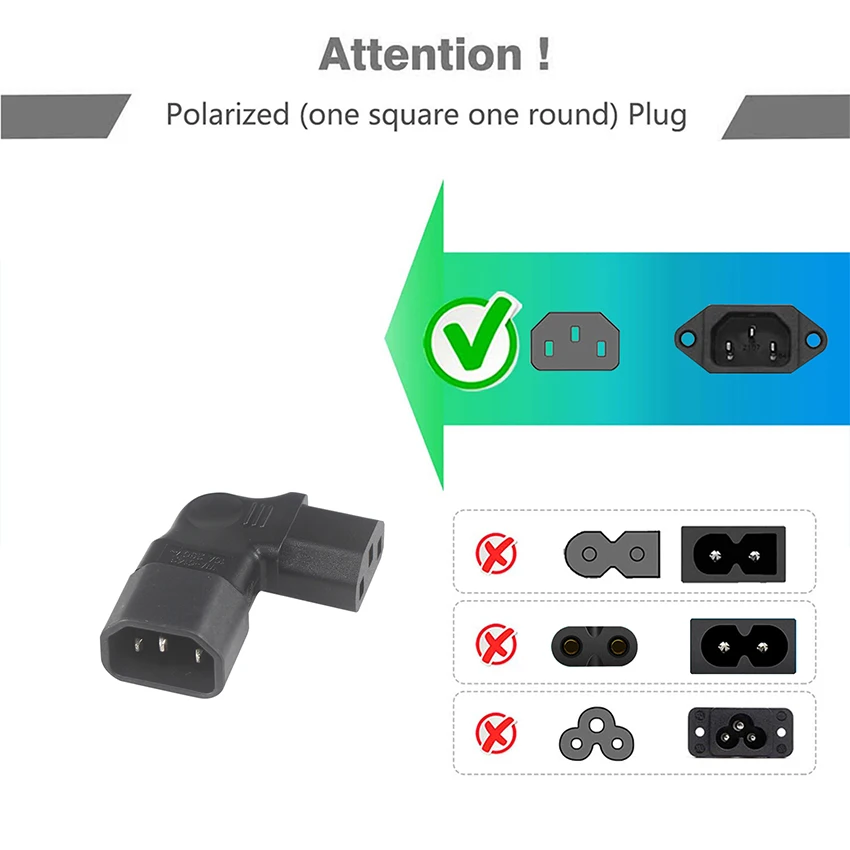 Electric Adapter Iec Ac Pdu Psu Ups Power C14 Male to C13 Female Connector Angle Plug Extension ...