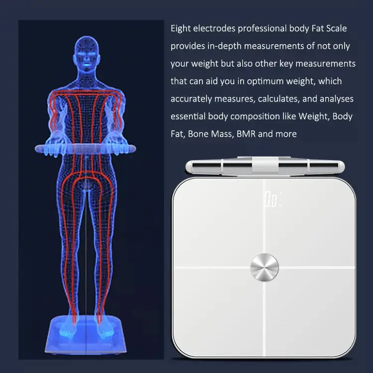 8 Electrodes Smart Full Body 3d Weight Fat Analysis Weighing Scale With ...
