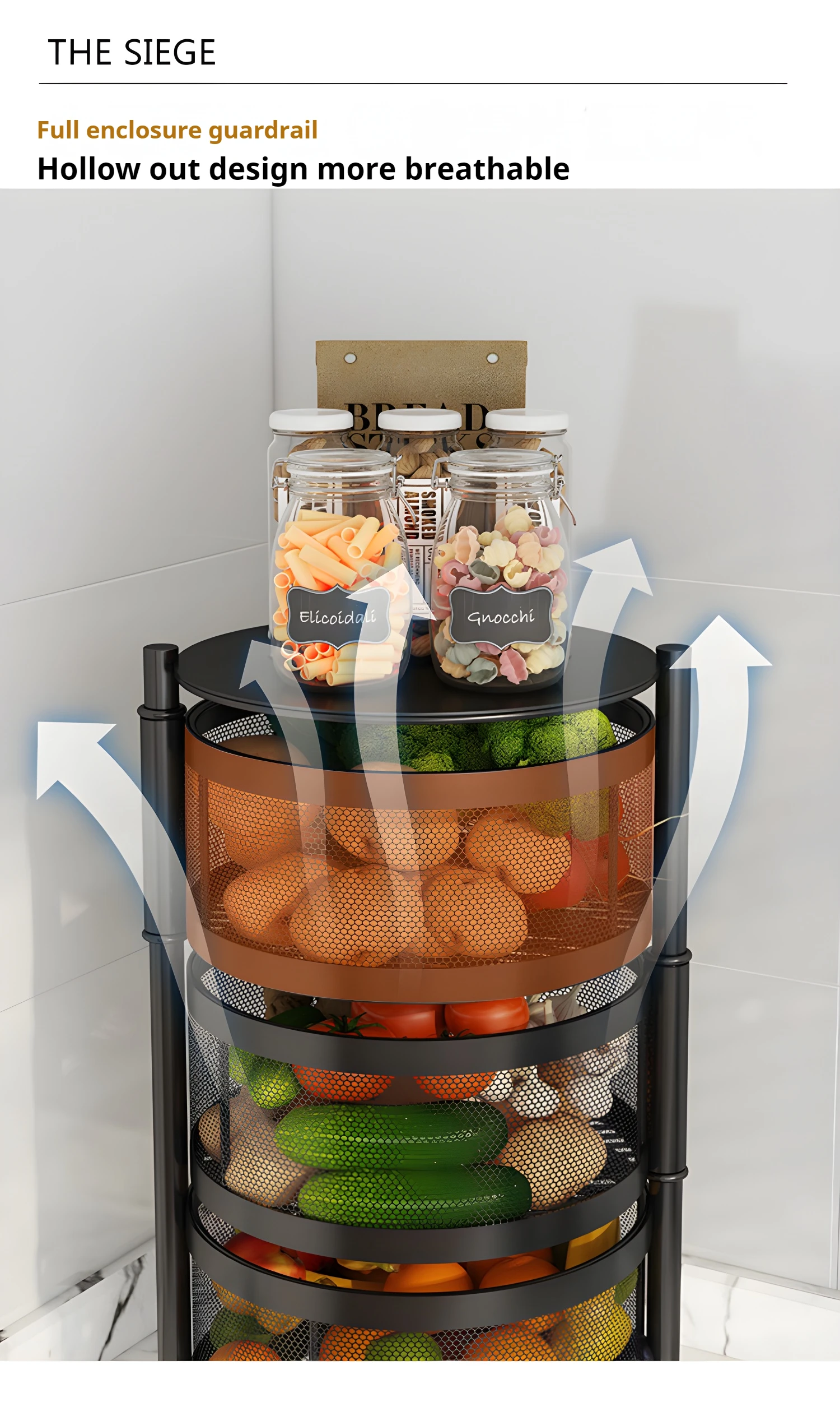 Multi Functional Durable Kitchen Rotary Storage Rack 5 Layer Kitchen ...