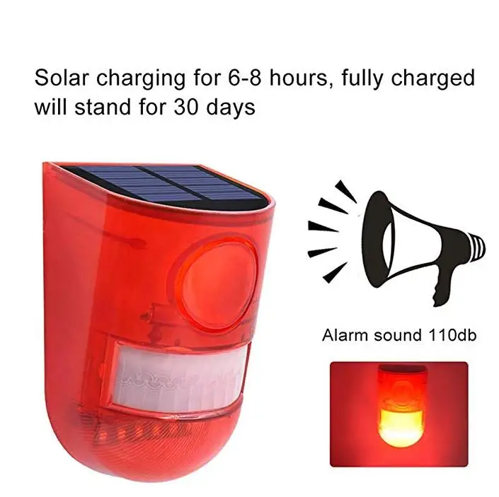 Solar Motion Sensor Security Light Alarm with 129db Siren