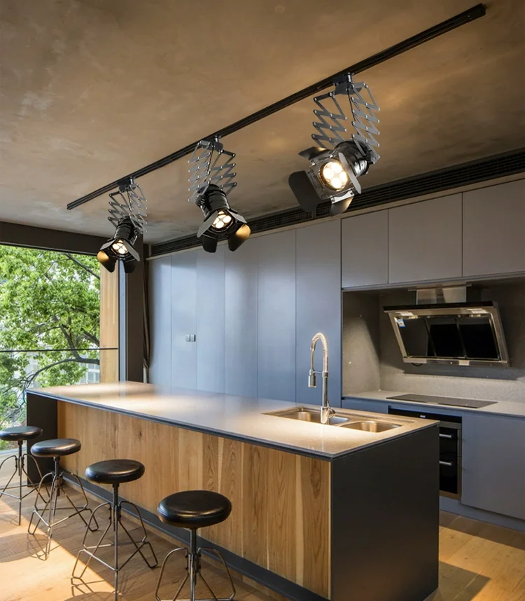 Modern Minimalist LED Track Light - Black Retractable Rail