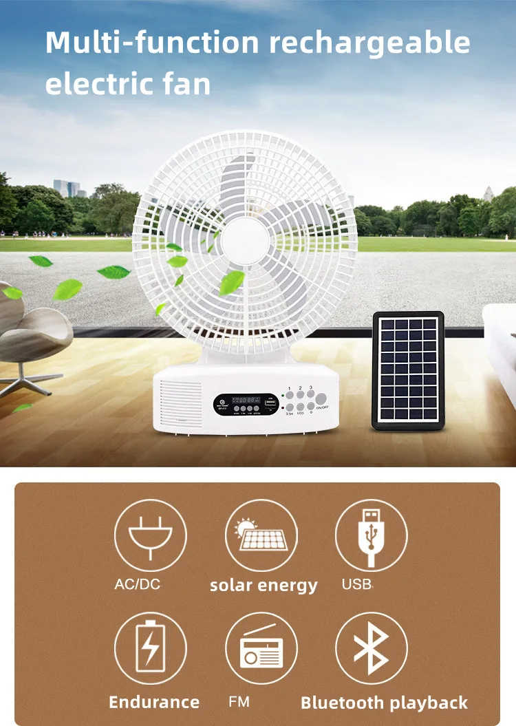 12 Inch Solar Fan With Solar Panel With Lights,Rechargeable Solar Stand ...