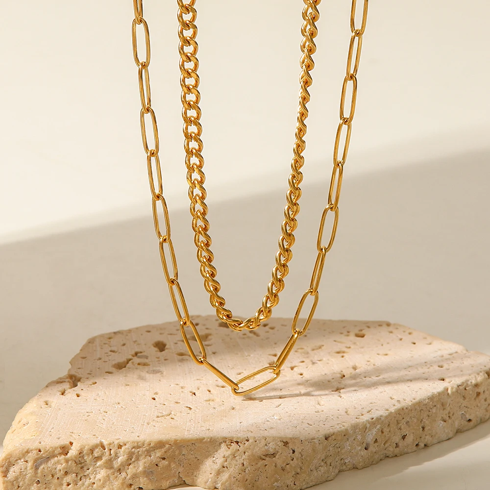 Minimalist 2 Layer Link Cuban Chain - 18K Gold Plated