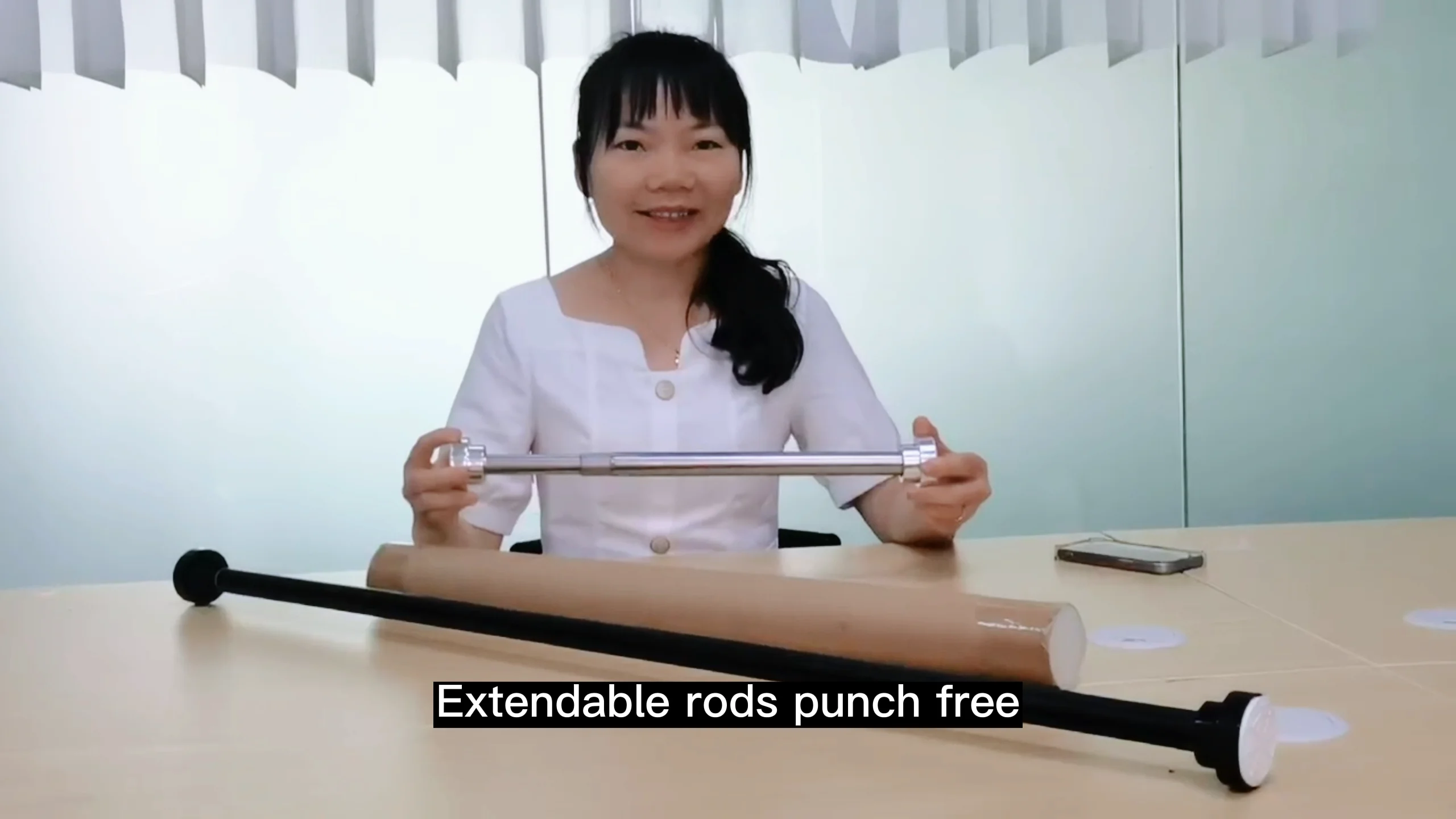 Adjustable Extendable Telescopic Rod Rail Clothes Towels Shower Black ...