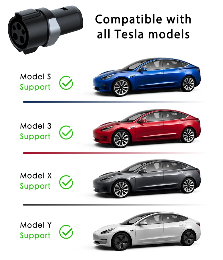 Sae J1772 To Tesla Ev Charging Adapter Connector 60a 250v Ac Compatible ...
