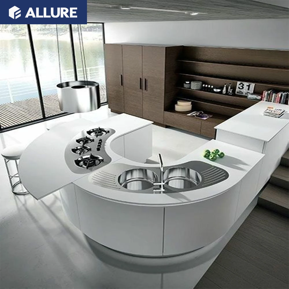 Contemporary Curved Shaped Kichen Cabinet Ready To Assemble Lacquer Or ...