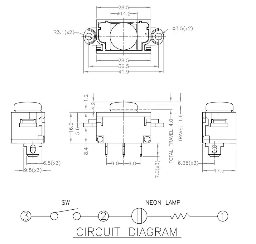 Approach Ss-006 15a Manual Reset Push Button Circuit Breaker
