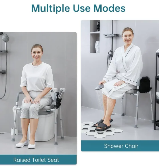 Hospital Bathroom Folding Toilet Chair Adult Bedside Commode Chair for ...