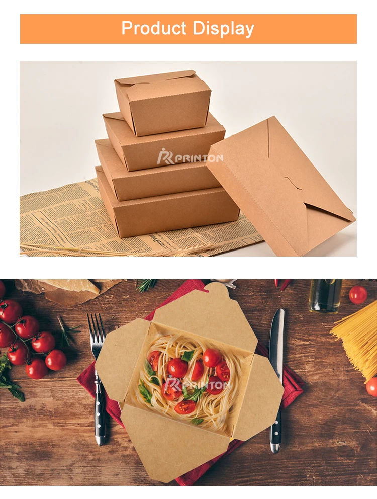 Eco Friendly Take Away Food Box - Disposable Kraft Paper Lunch Box