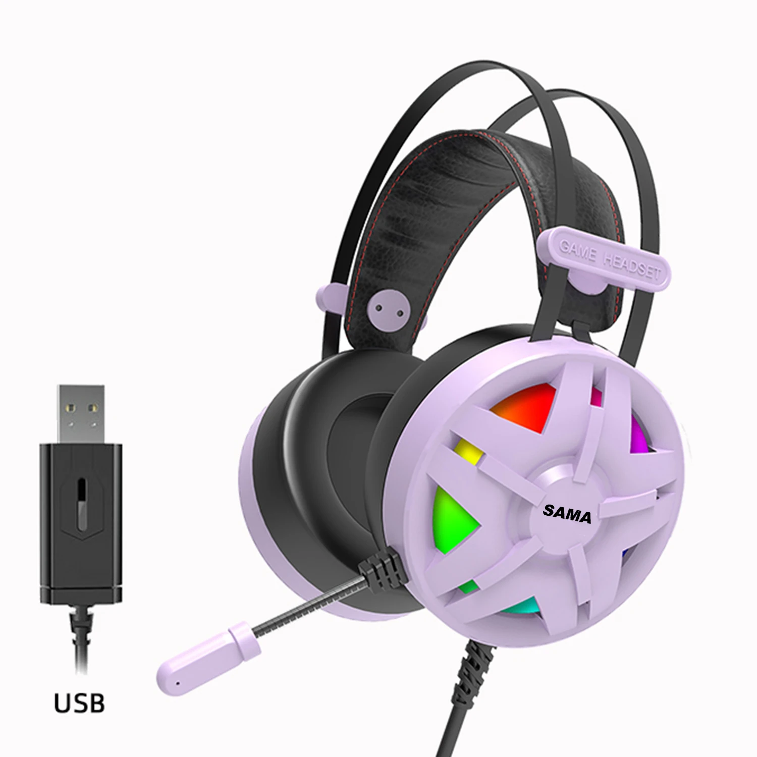 Sama Wired Gaming Headset 7.1 Channel Usb Surround Sound Breathing Led ...