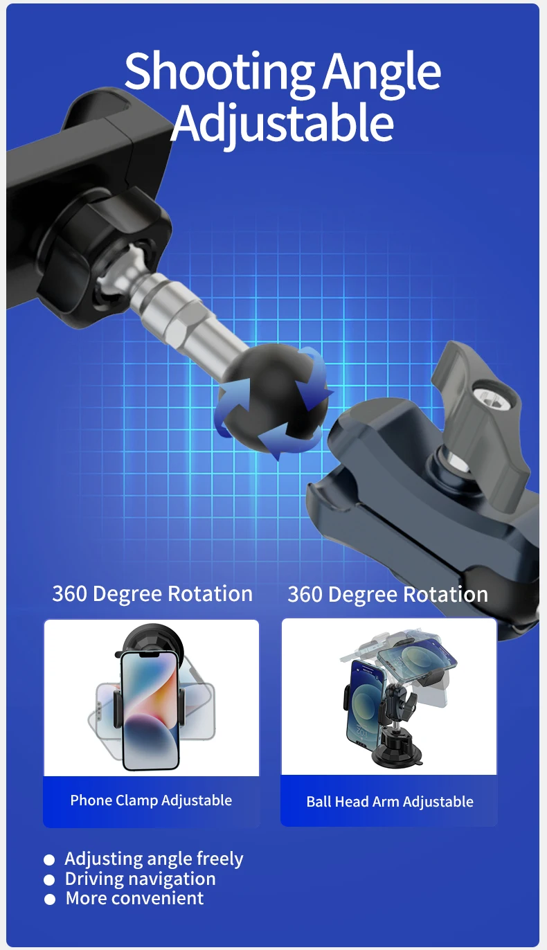 Vehicle-mounted Adjustable Rubber Ball Head Arm Suction Mount Mobile ...