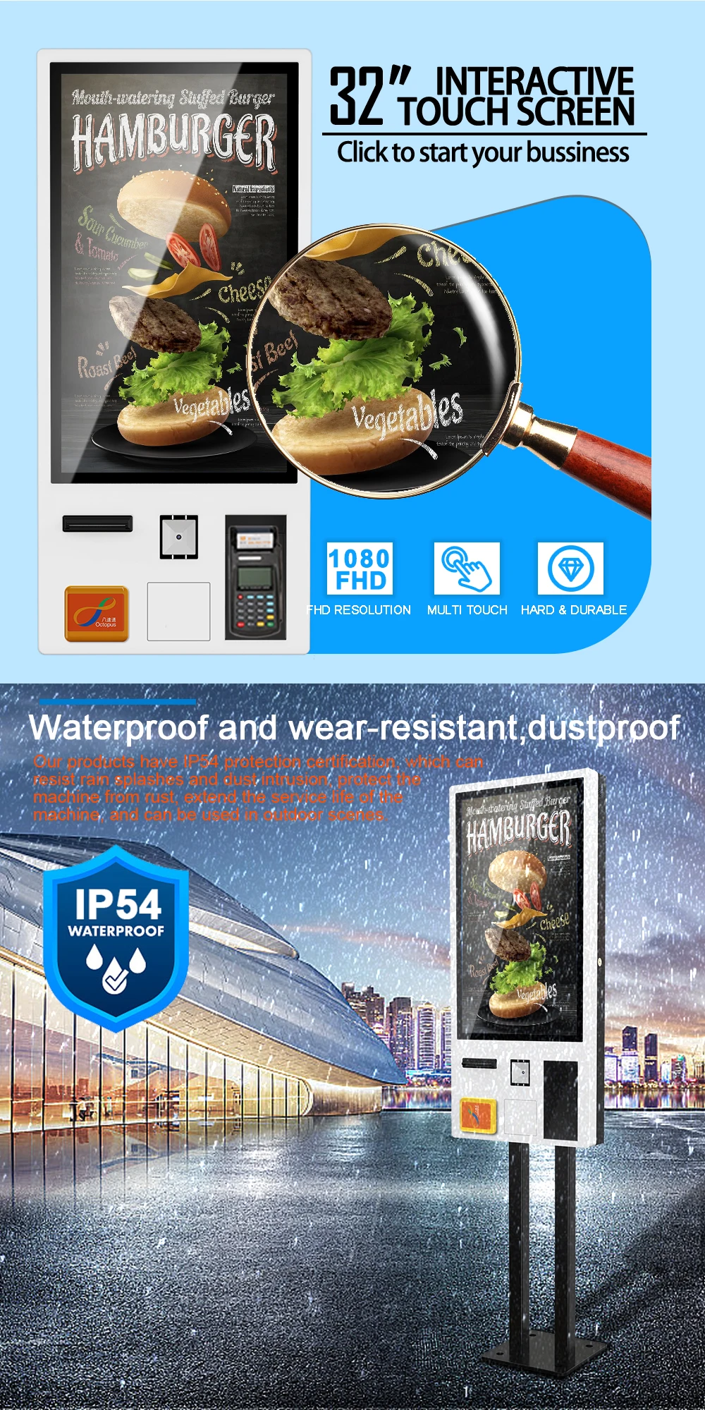 Custom Function Size Desktop/floorstanding Kiosk With Pos Stand Keypad ...