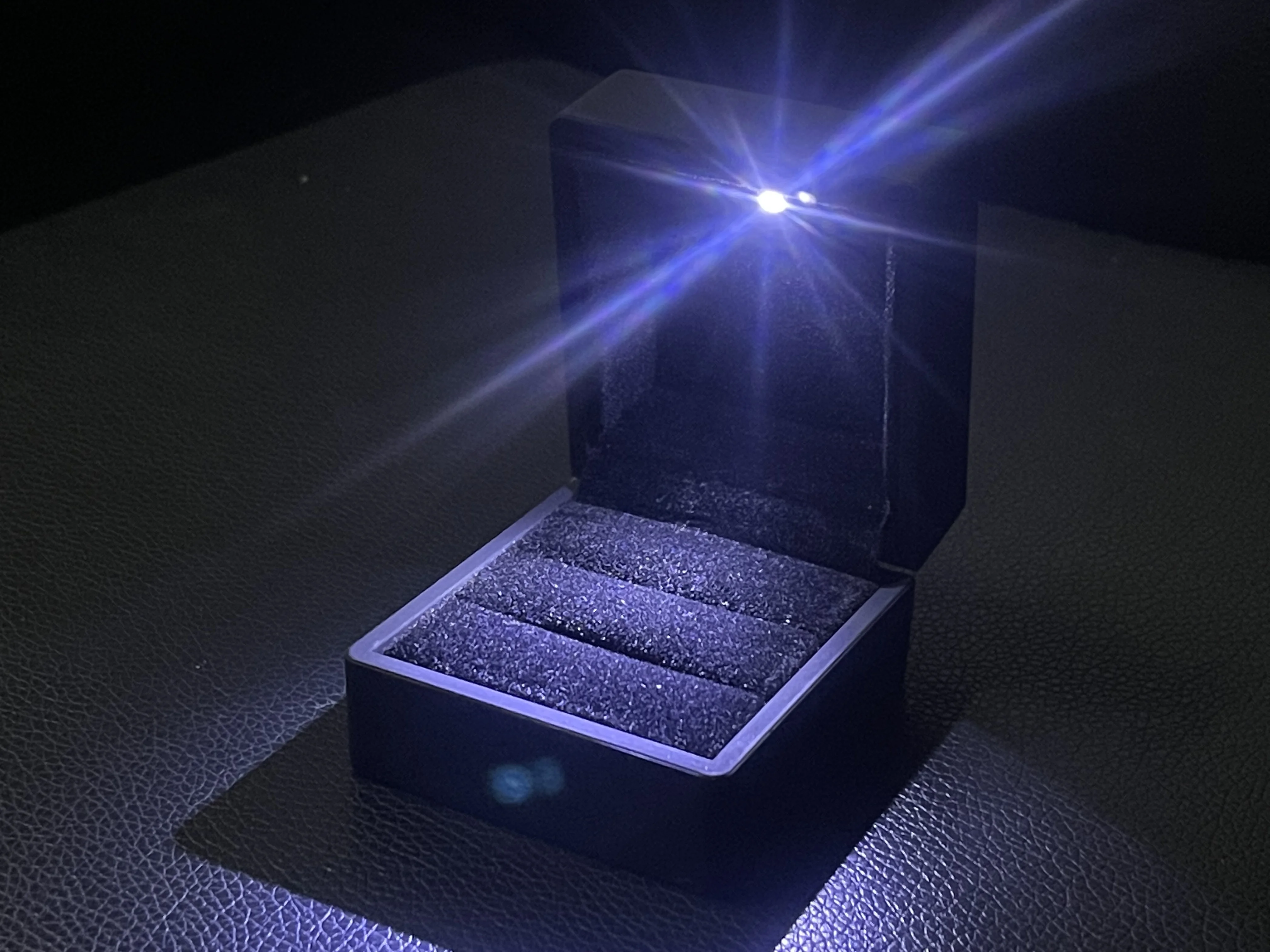 Luxury Black LED Two Ring Box - Customized Logo & Design