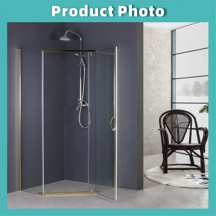 Golden Luxury Hinge Shower Door Diamond Bathroom Shower Enclosure ...