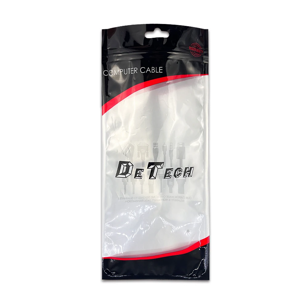 Custom Printed Plastic Ziplock Bag Computer Cable Package Front clear ...