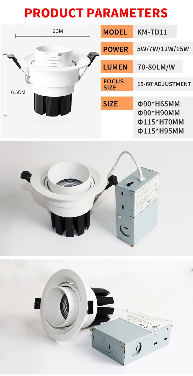 Adjustable Focus 4 Inch Recessed Light Selectable Dimmable CCT Change ...