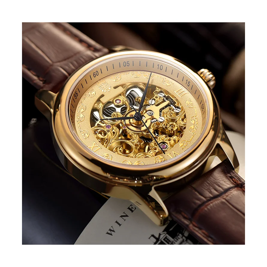 Custom Stainless Steel Case All Skeleton Flywheel Waterproof Men's ...