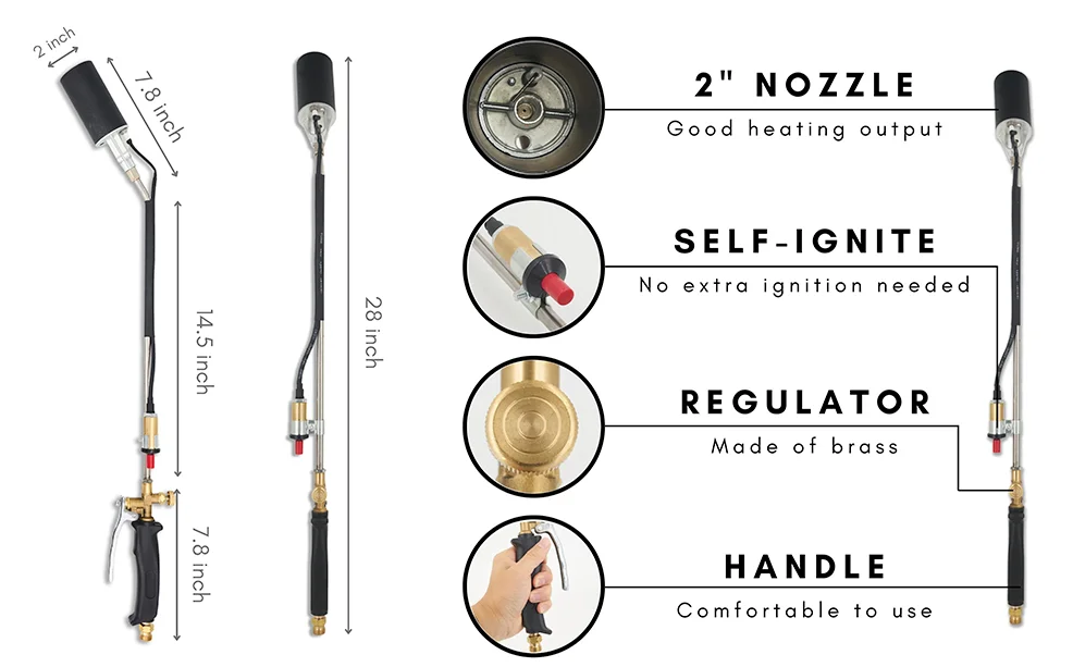 Extended Point Charcoal Flamethrower for BBQ Camping Outdoor Manual ...