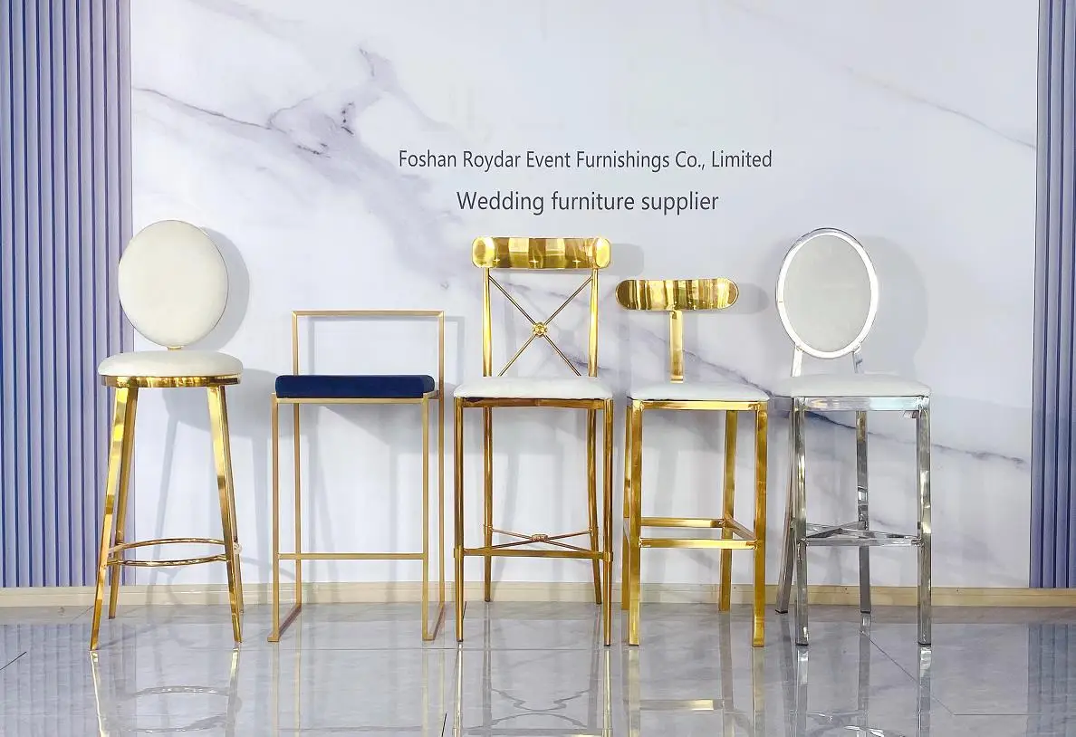 Stainless Steel Frame Bar Stools Chairs Hot Selling Modern Luxury Round ...