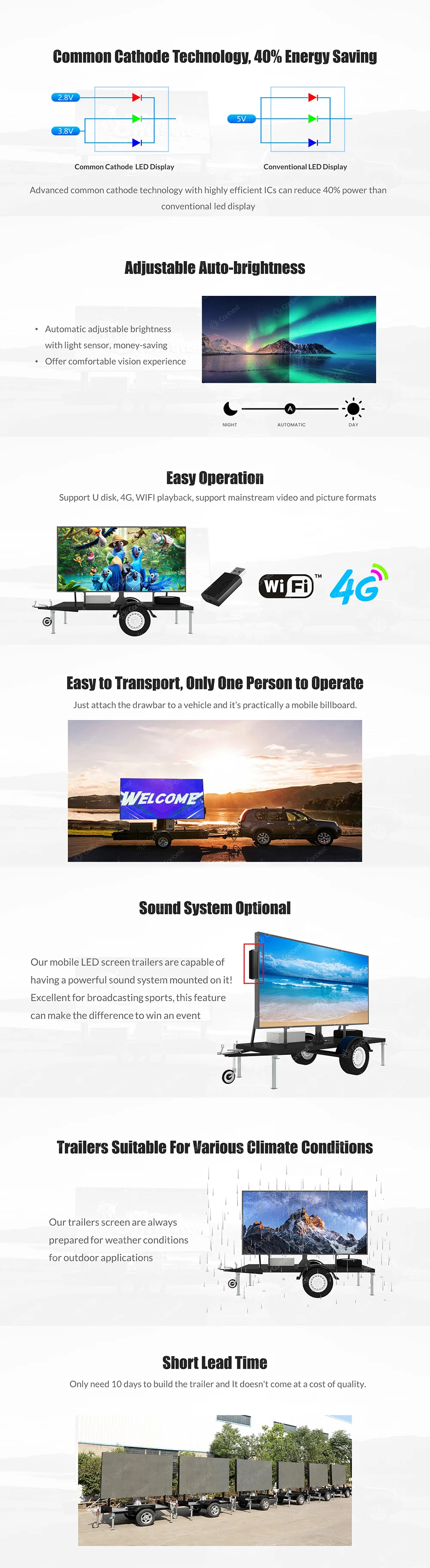 Outdoor Mobile Trailer with LED Display Screen Billboard
