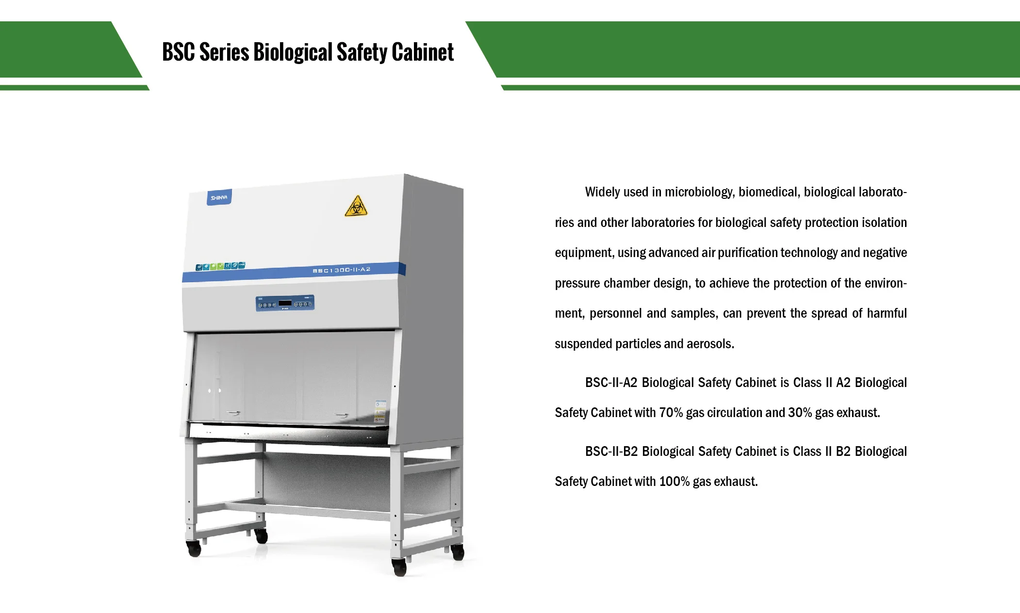 SHINVA Biosafety Cabinet - ISO 4 Clean Level & 500pa Pressure Leak