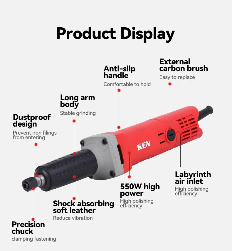 Ken 6mm Collet Die Grinder Power Tool Grinder 550w Electric Power Die ...