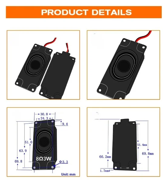 Horn Cavity Speaker 3070 Electric Internal Magnetic 8 Ohm 3w Smart Lcd ...