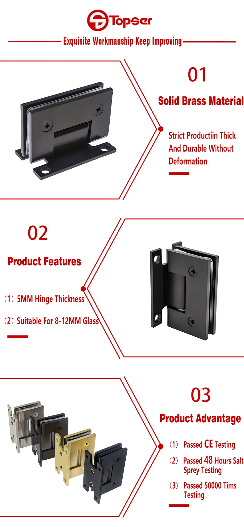 North American Brass H Type Hinge 90 Degree Wall To Glass Shower Glass ...