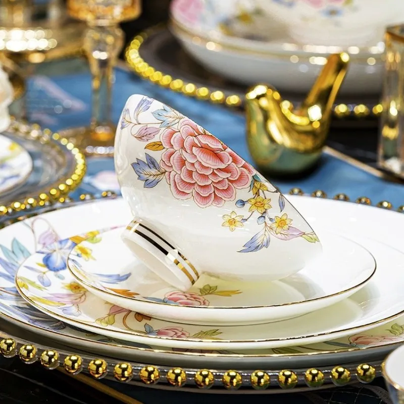 New Bone Porcelain Bowl and Dish Set for Household Luxury Home ...