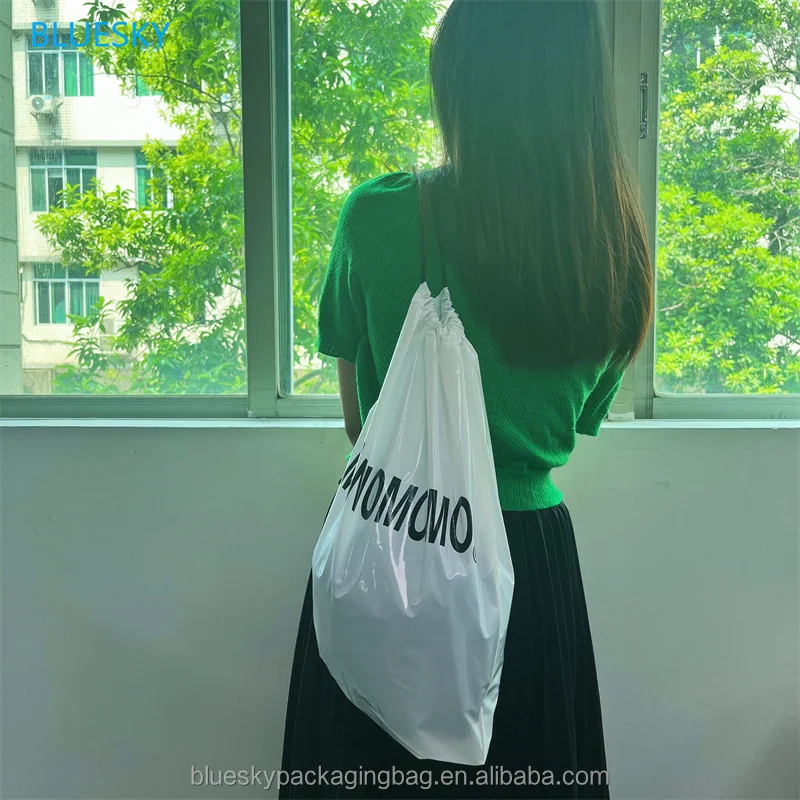 Custom Eco Friendly Drawstring Plastic Poly Bag With Logo Waterproof PE ...