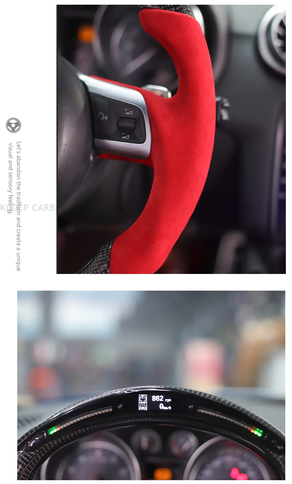 Carbon Fiber Steering Wheel Fit for Audi A3 8P S3 TT R8 TTRS B8 A4 A5 ...