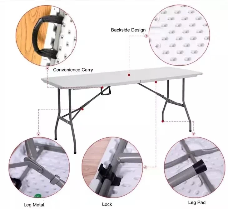 Outdoor Furniture Folding Table Picnic Rectangle Plastic Party Tables ...