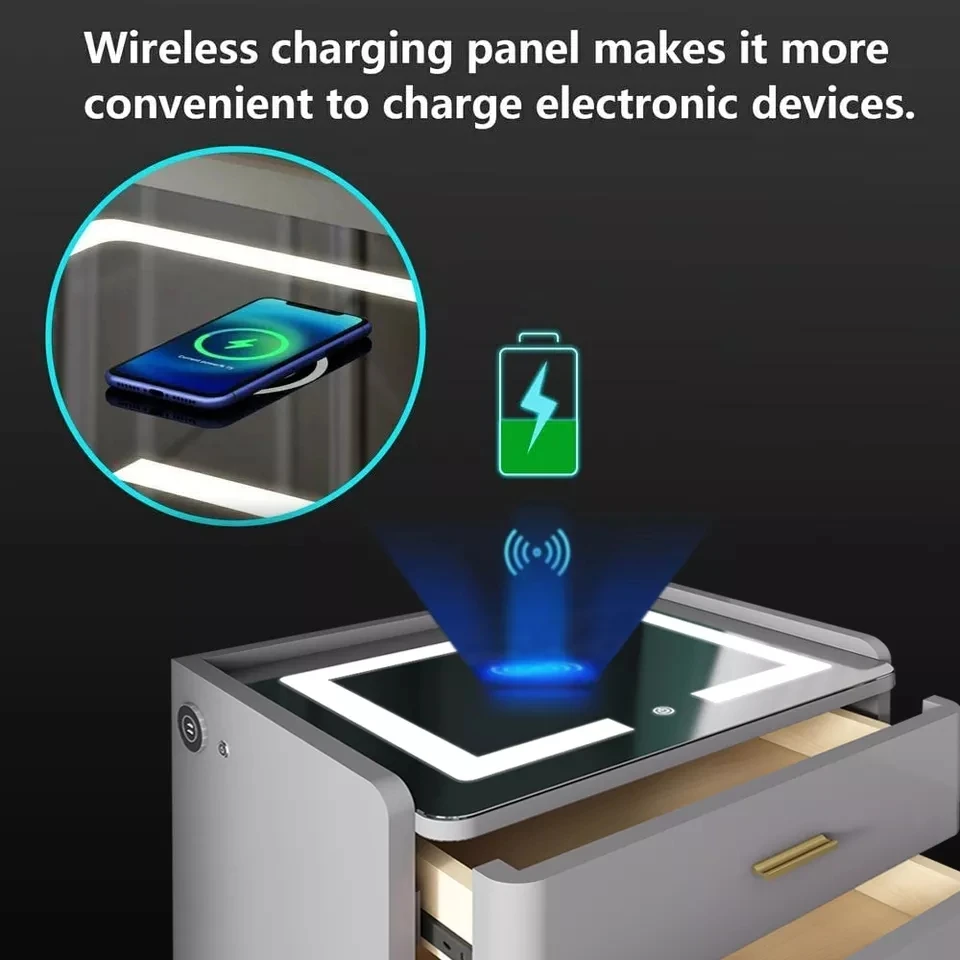 Modern Smart Bedside Table Wireless Charging Touch Control Smart ...