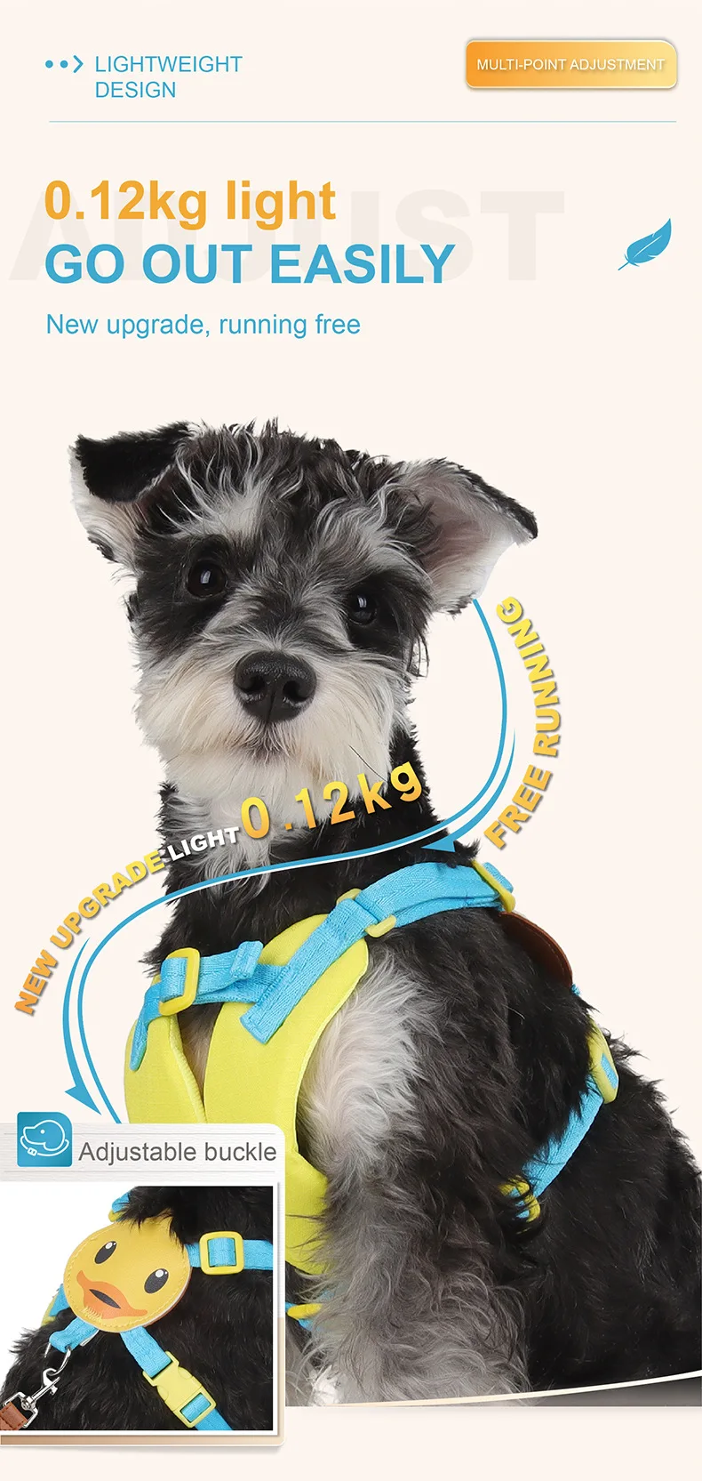 Reflective Cartoon Dog Chest And Back Vest-style Pet Chest Strap Small ...