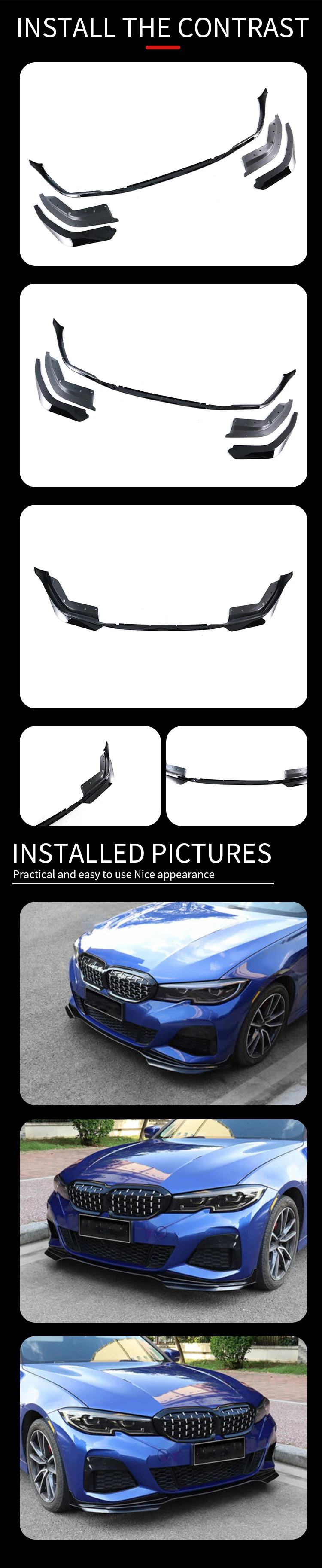 G20 Gloss Black Splitter Mp Type Front Splitter Front Bumper Lip For ...