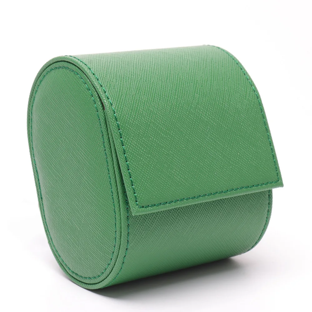 Green Leather Superior Quality Single Watch Storage Box Logo Roll Up ...