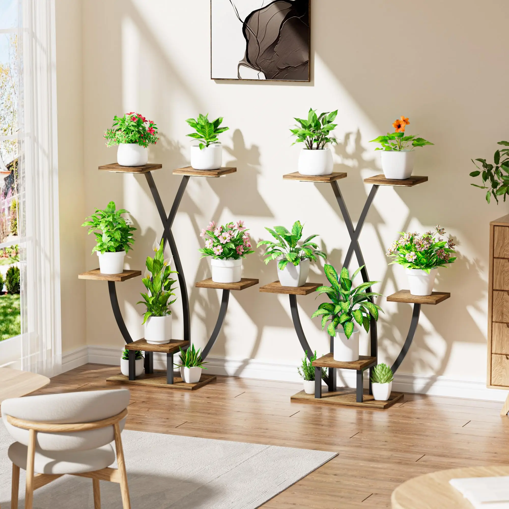 Living Room Flower Pot Display Racks Holder Shelf for Indoor Outdoor 4 ...