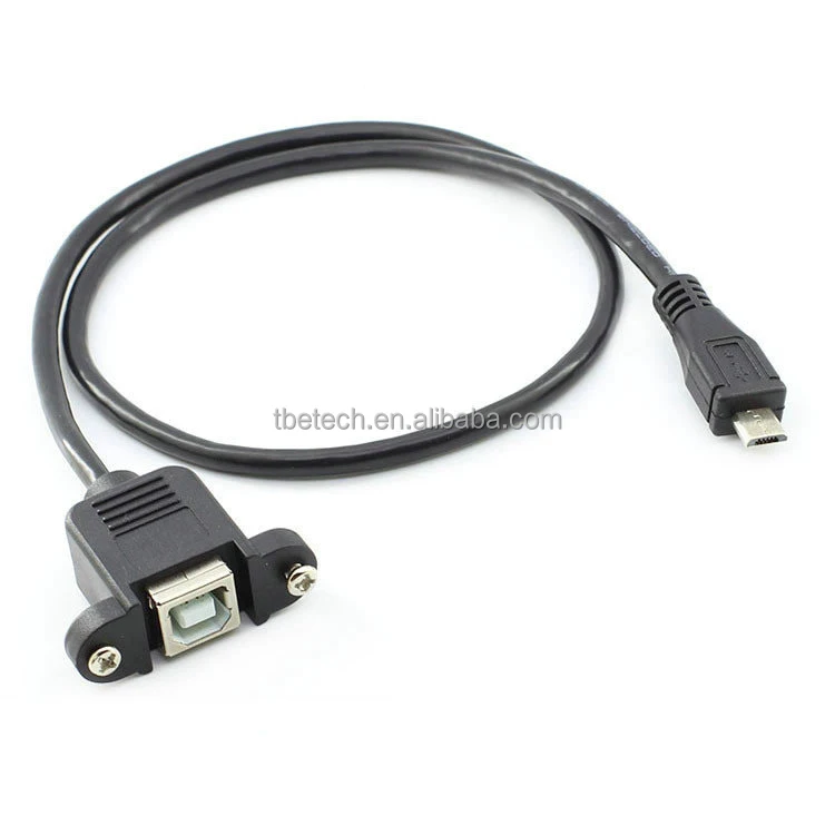 Micro B to Type B Female Panel Mount Cable with Screw Lock Micro 5pin ...